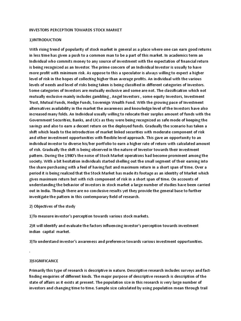 Investor Perception of Stock Markets | PDF | Investing | Stock Market