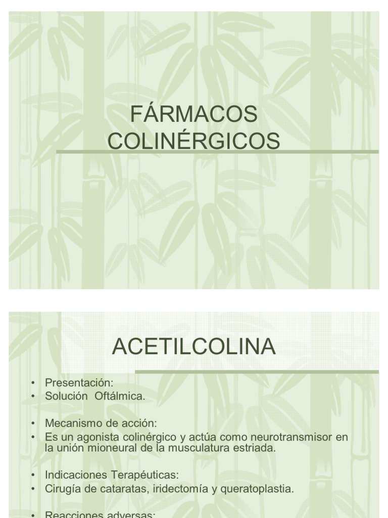 Fármacos Colinérgicos y Anticolinérgicos | PDF | Acetilcolina ...