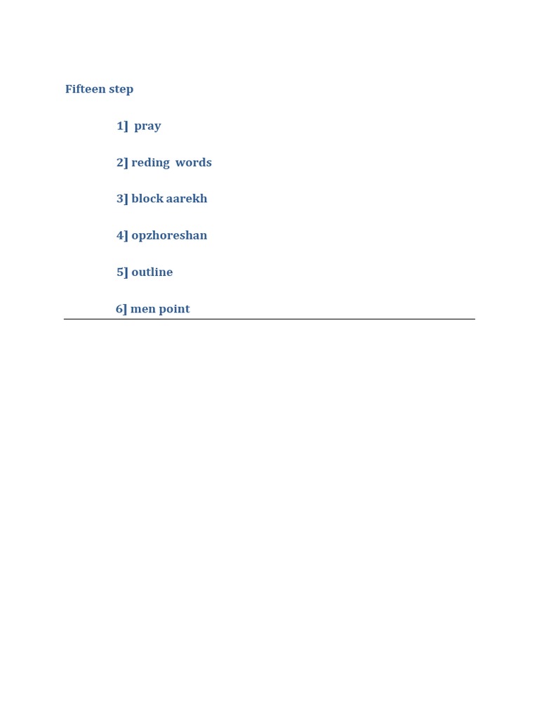 Fifteen Step 1) Pray 2) Reding Words 3) Block Aarekh 4) Opzhoreshan 5 ...
