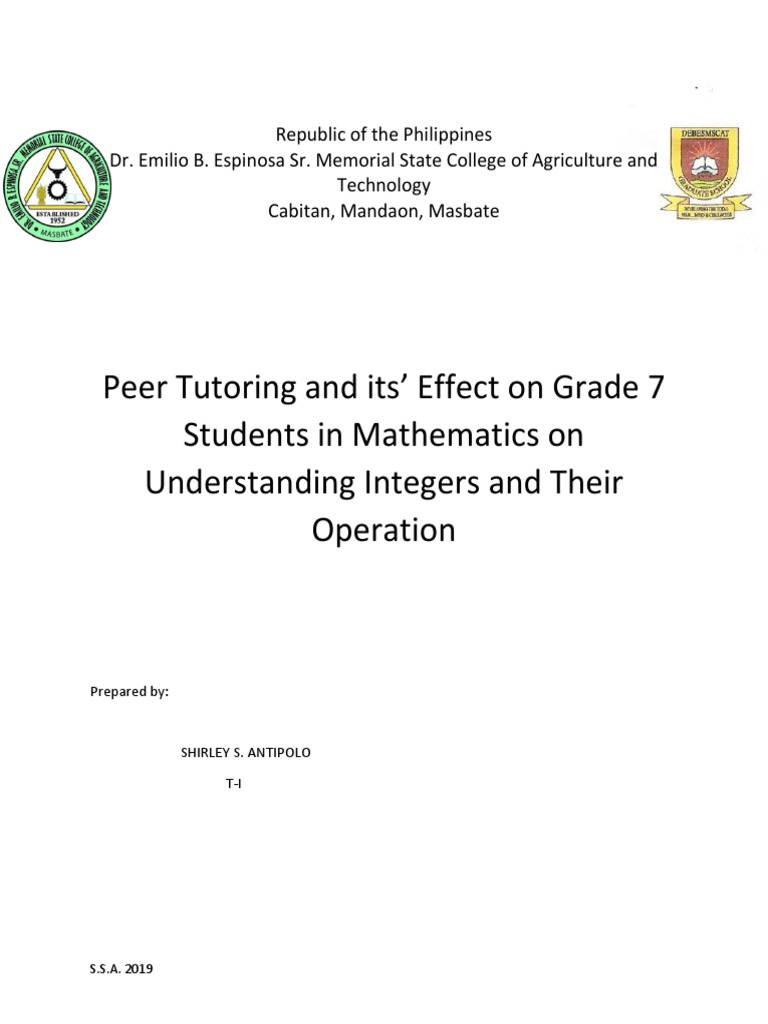 Peer Tutoring Improves Grade 7 Math Skills | PDF | Tutor | Learning