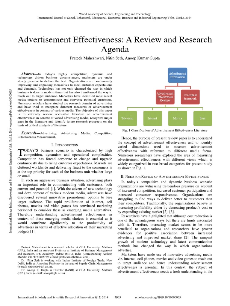 Effectiveness of Advertisement | PDF | Advertising | Mass Media