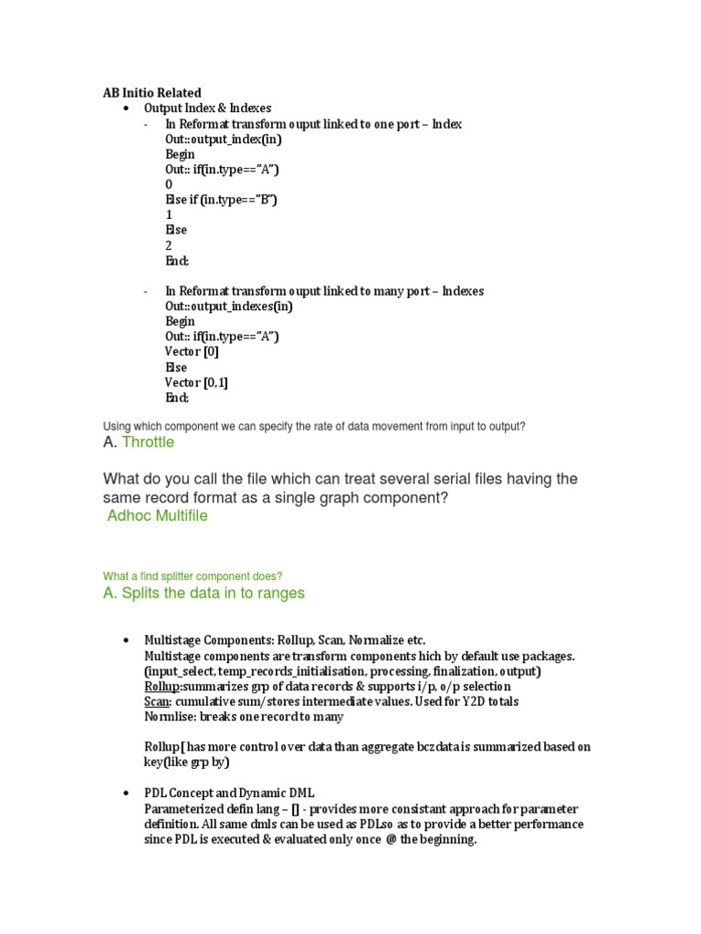 1.ab Initio - Unix - DB - Concepts & Questions - ! | PDF | Database Index | Computer Programming