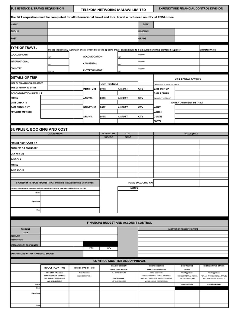 Subsistence and Travel Forms | PDF | Expense | Cheque
