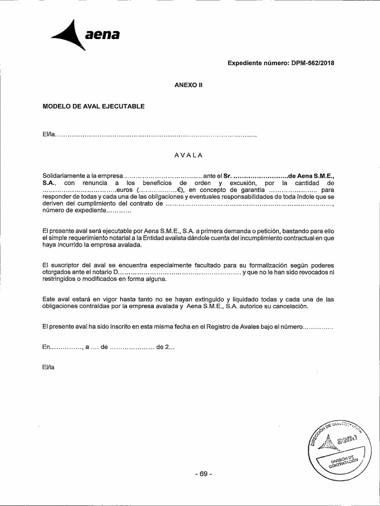 Modelo Aval AENA | PDF