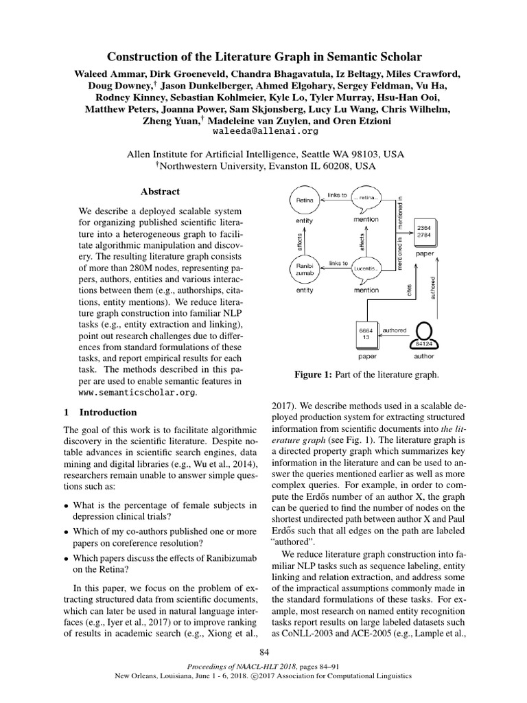 Construction of The Literature Graph in Semantic Scholar | PDF ...