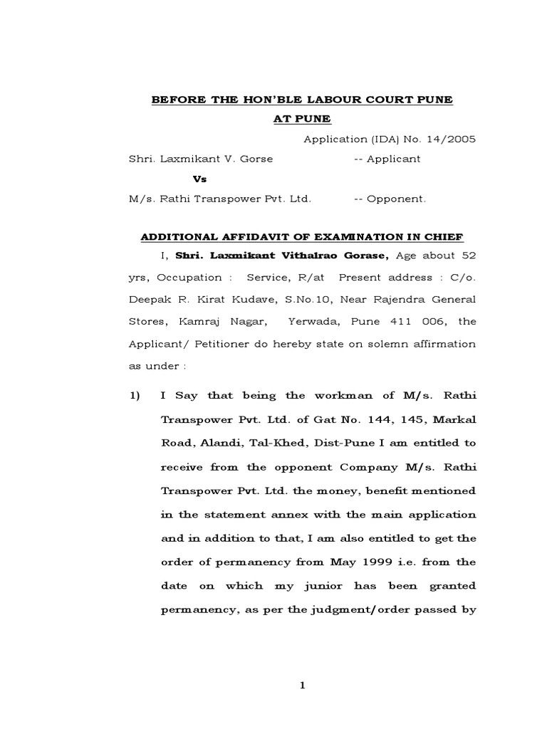 Plaint Gorase Addi Affidavit ADDITIONAL AFFIDAVIT OF EXAMINATION IN ...