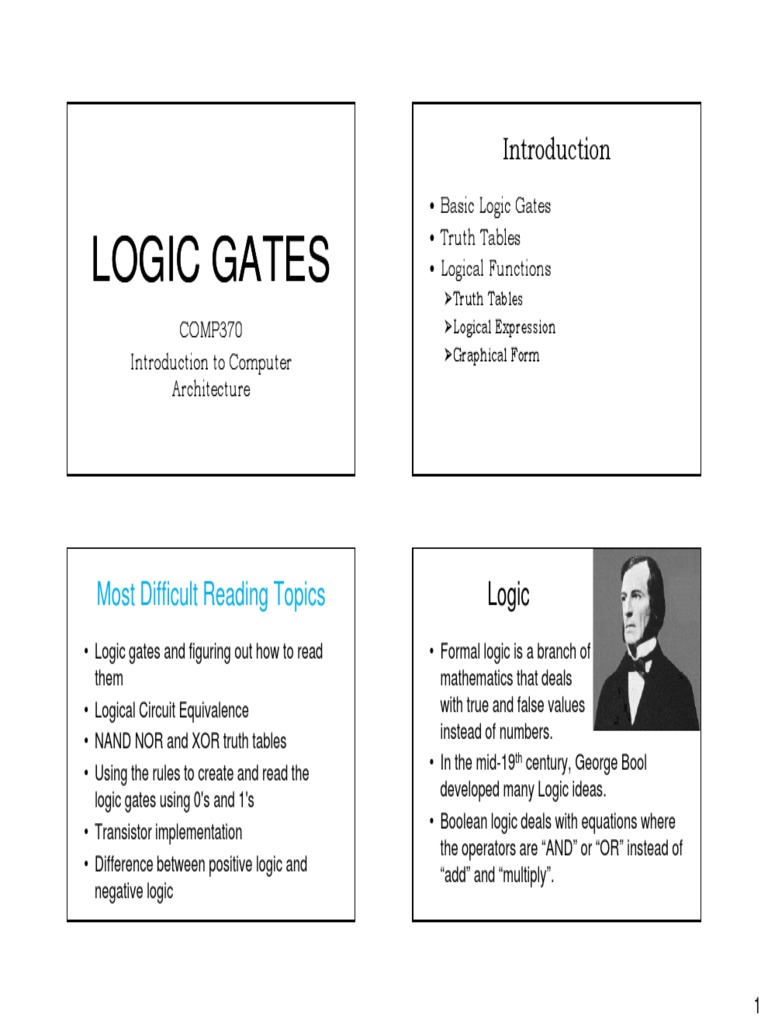 Logic Gates Logic Gates: Most Difficult Reading Topics | PDF | Logic ...