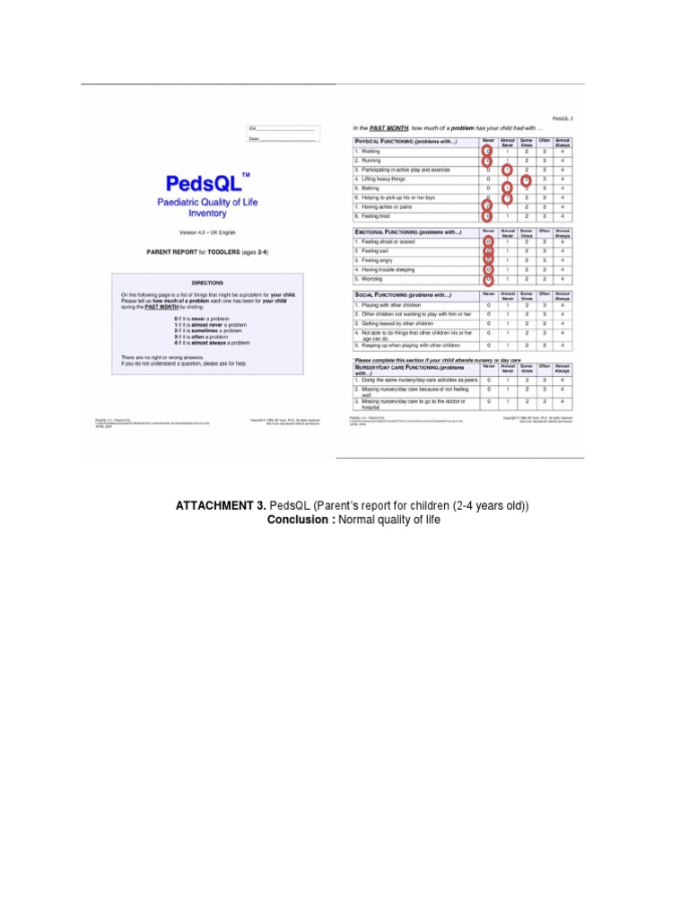Peds QL | PDF | Human Development | Childhood
