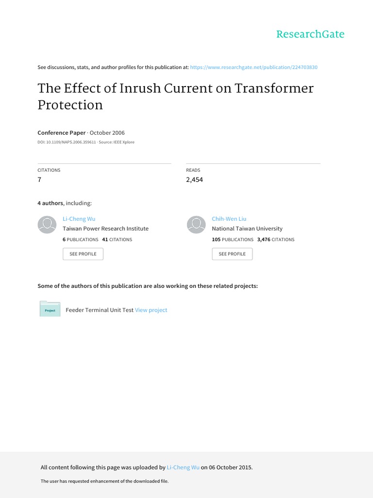 Inrush Current Impact on Transformer Protection | PDF | Transformer | Relay