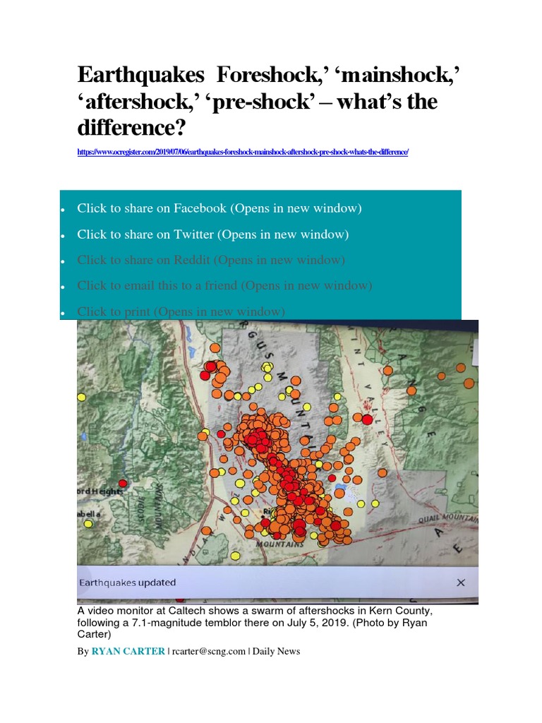Earthquakes Foreshock,' Mainshock,' Aftershock,' Pre-Shock' - What's ...