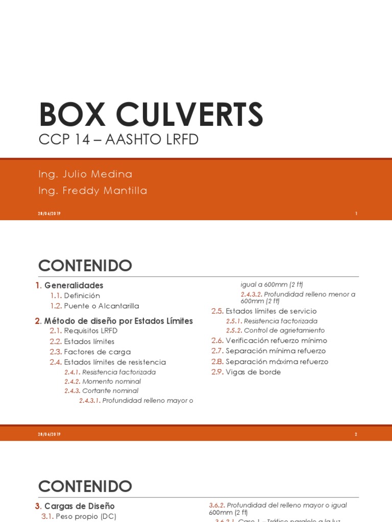 Presentacion Box Culvert | PDF | Concreto reforzado | Hormigón