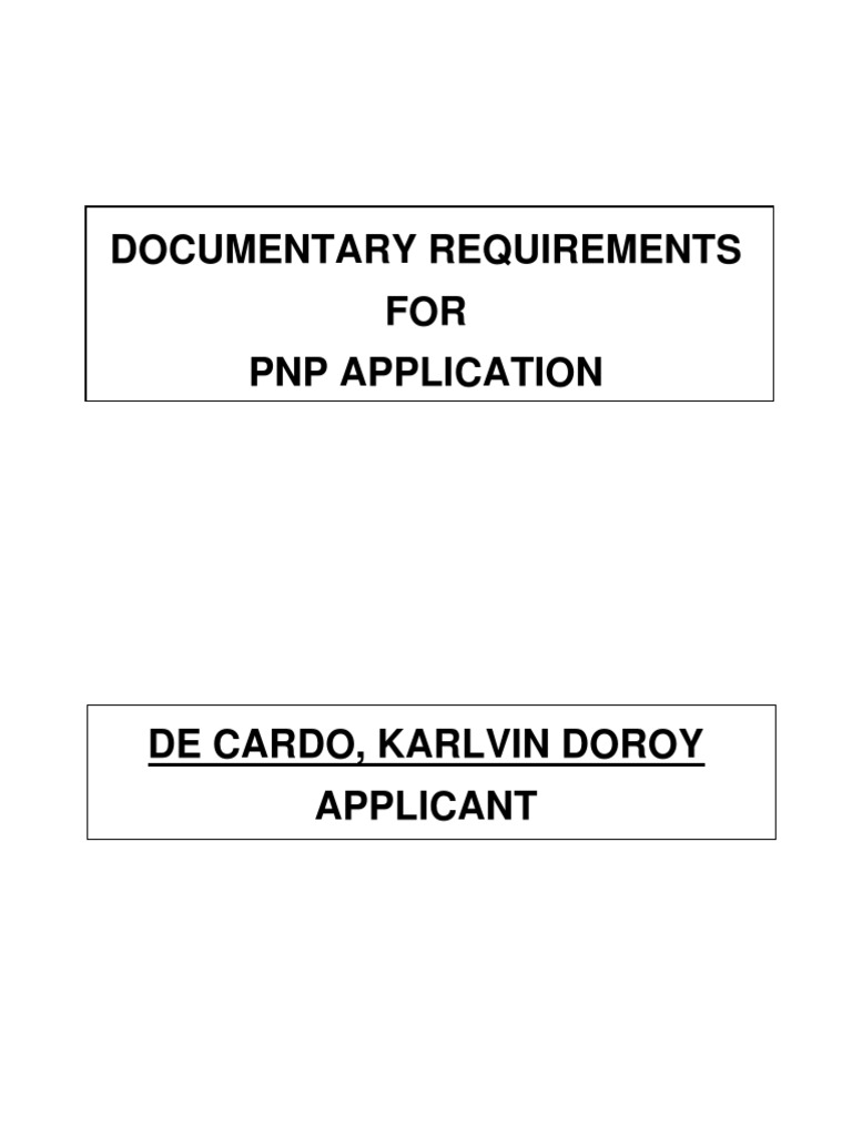 Documentary Requirements FOR PNP Application | PDF