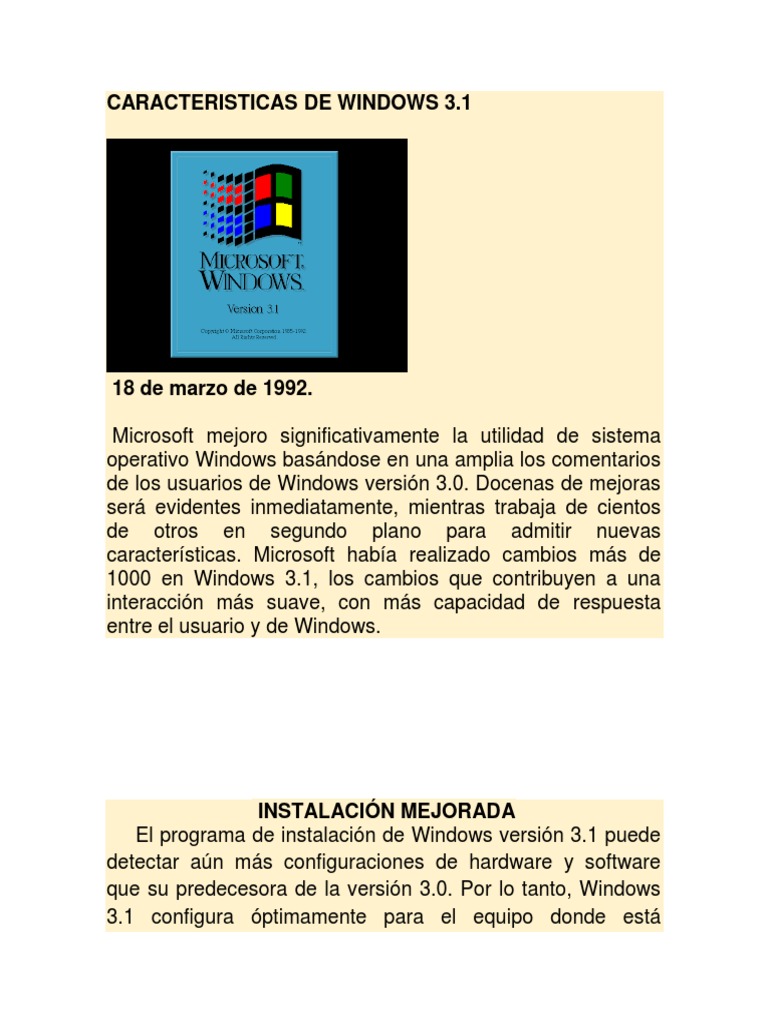 Caracteristicas De Windows