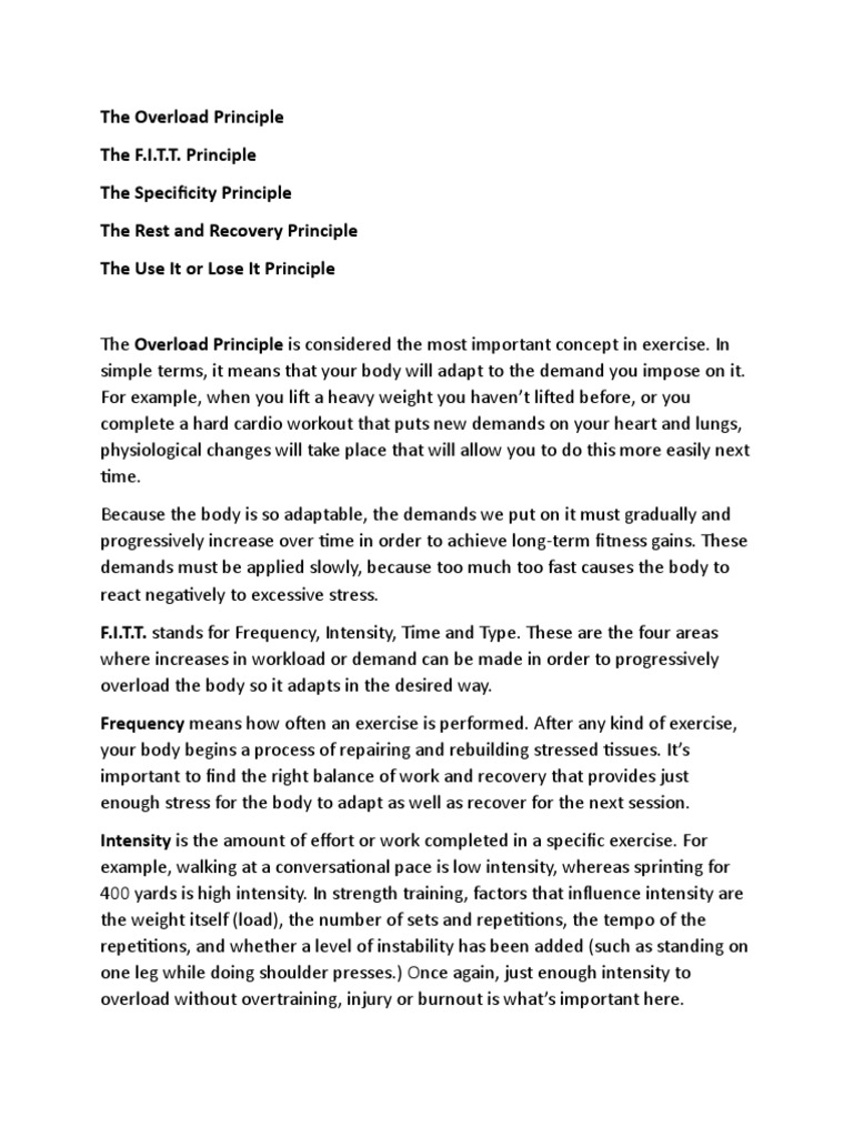 The Overload Principle | PDF | Strength Training | Physical Fitness