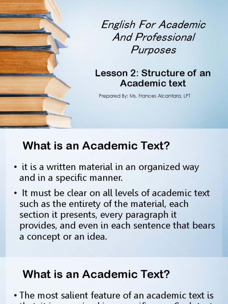 English For Academic and Professional Purposes: Lesson 2: Structure of ...