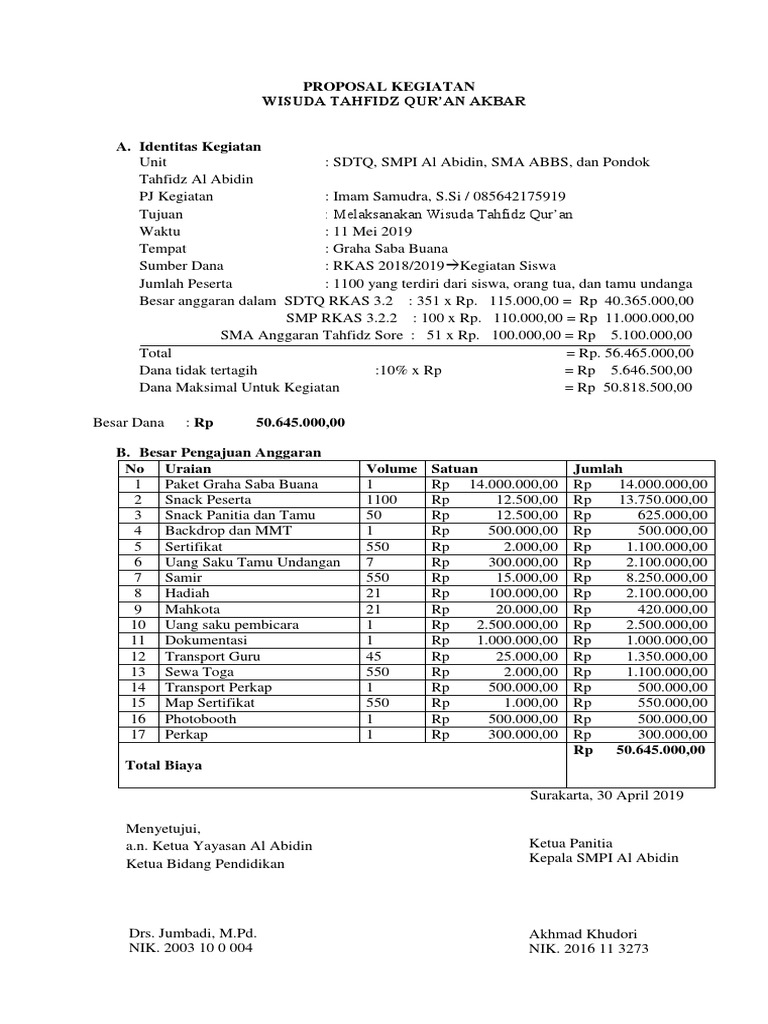 Proposal Wisuda Tahfidz | PDF
