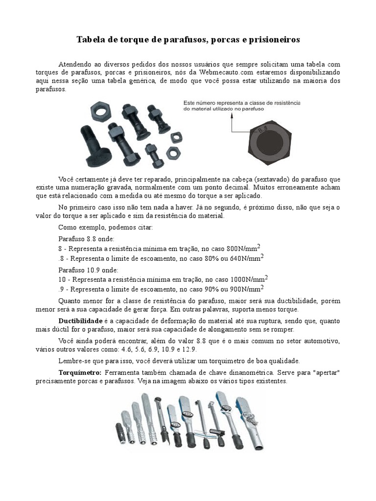 Tabela de Torque | PDF