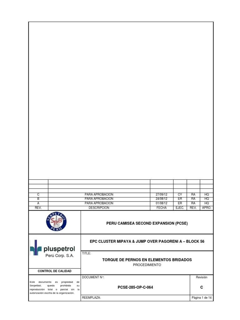 Procedimiento Torqueo Completo | PDF | Naturaleza