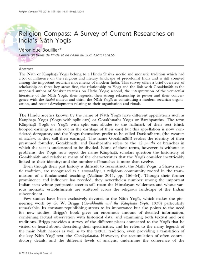 Bouillier 2013 Nath Religion Compass PDF | PDF | Hatha Yoga | Tantra