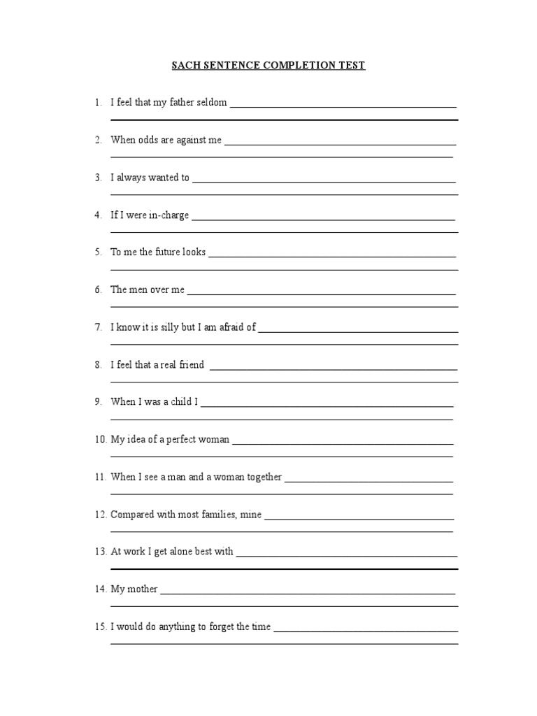 Sach Sentence Completion Test | PDF