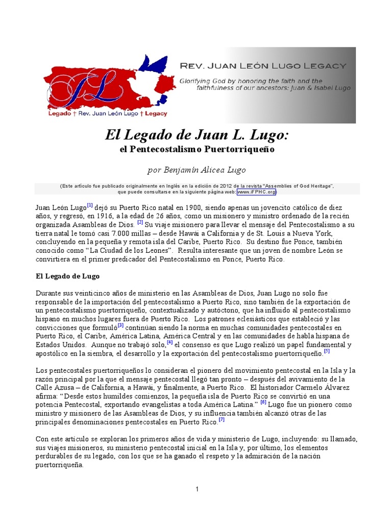 El Legado de Juan L. Lugo | PDF | Misionero | Puerto Rico