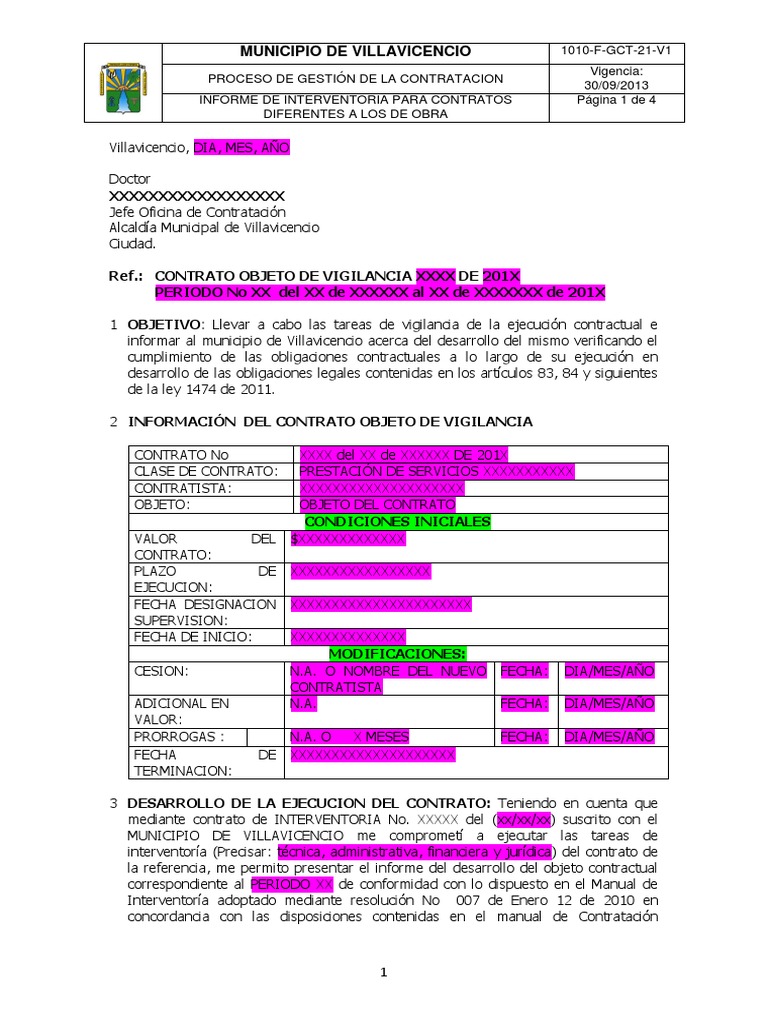 Formato Informe Interventoria Obra | PDF | Gobierno