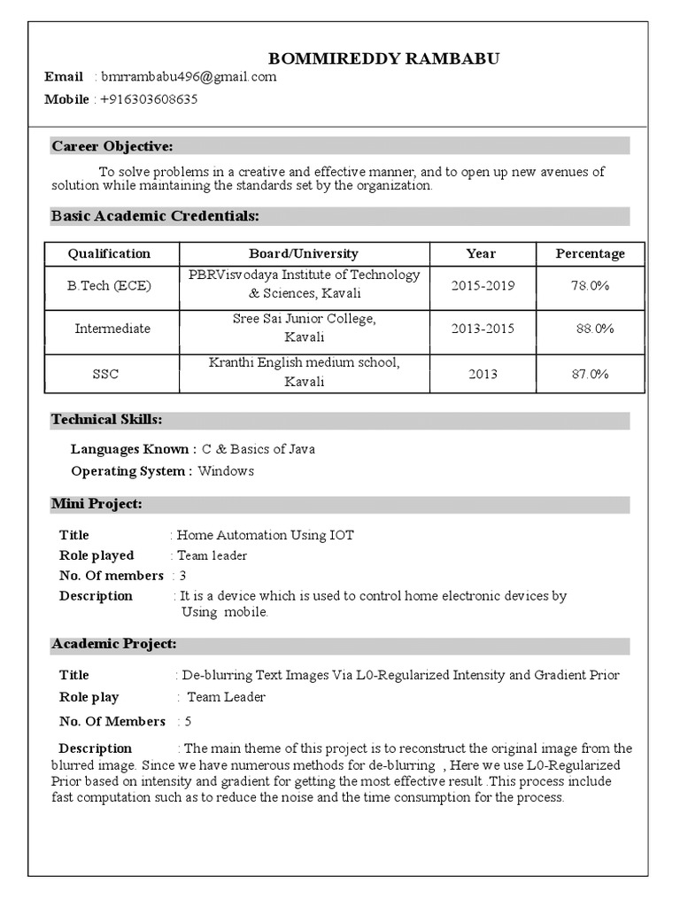 Rambabu Resume | PDF | Internet Of Things | Leadership