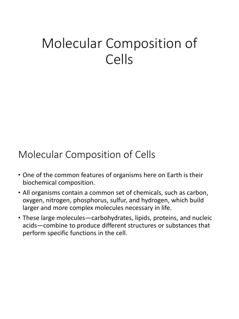 Molecular Composition of Cells | Download Free PDF | Fat | Rna