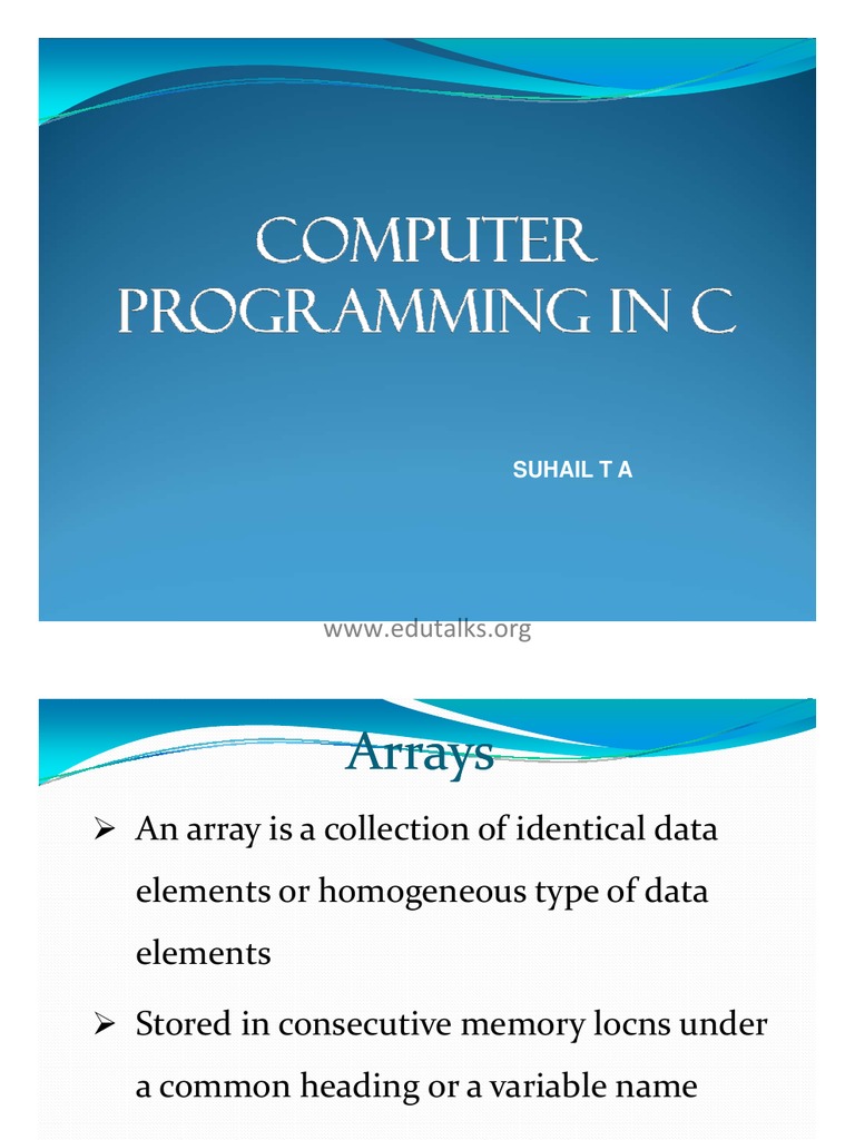 C Arrays Pdf String Computer Science Matrix Mathematics