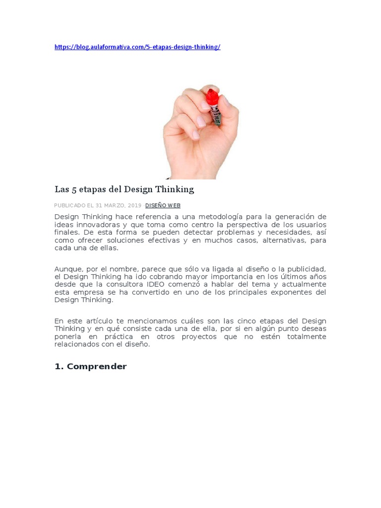 Las 5 Etapas Design Thinking | Descargar gratis PDF | Prototipo | Diseño