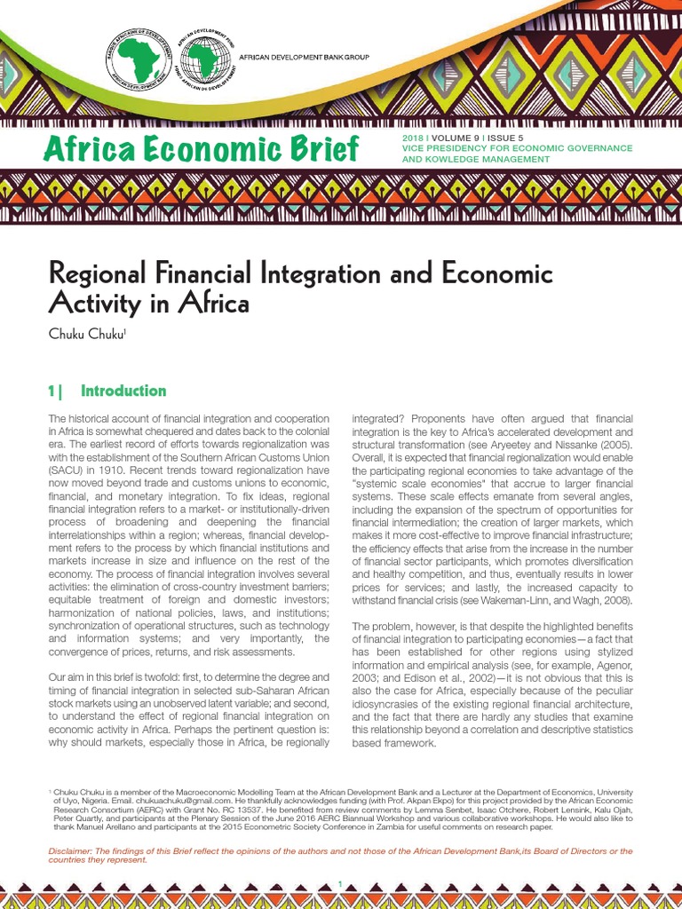 Africa Economic Brief: Regional Financial Integration and Economic ...