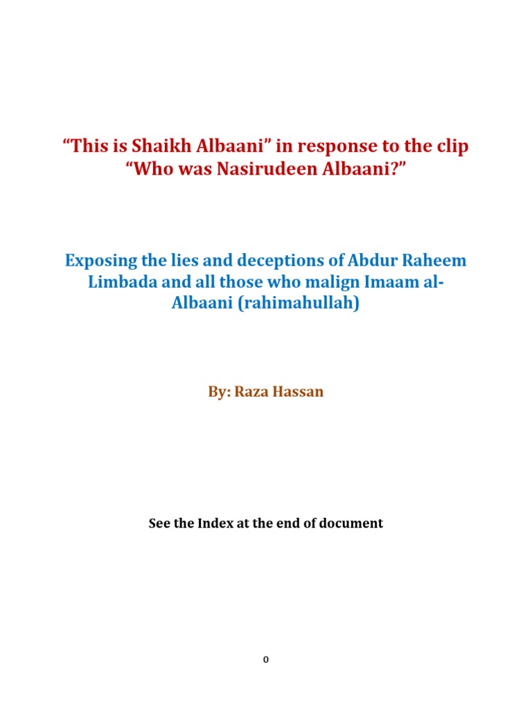 Refute To Limbada This Is Shaikh Albani PDF | PDF | Hadith | Islamic ...