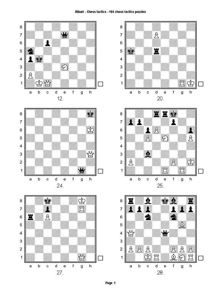 Alburt - Chess Tactics - 104 Chess Tactics Puzzles | PDF | Chess | Abstract Strategy Games