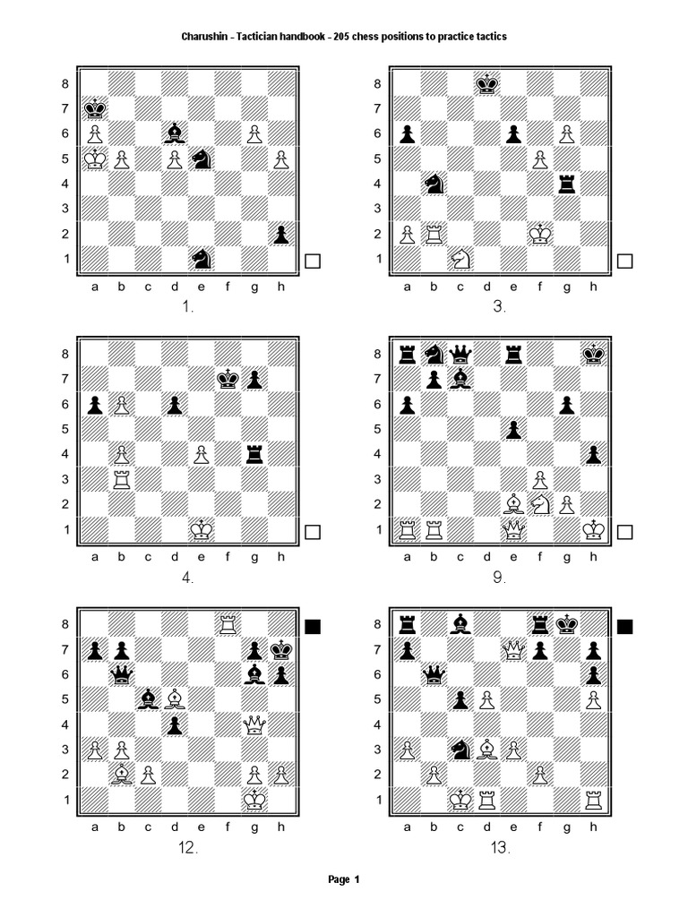 Charushin - Tactician Handbook - 205 Chess Positions To Practice ...