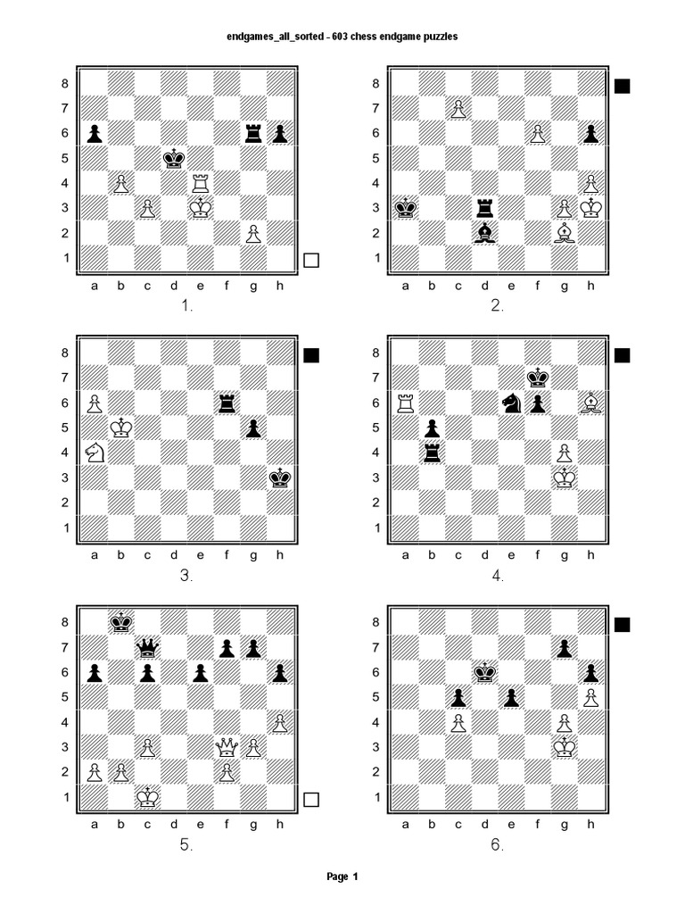 Endgames All Sorted - 624 Chess Endgame Puzzles TO SOLVE - BWC PDF ...