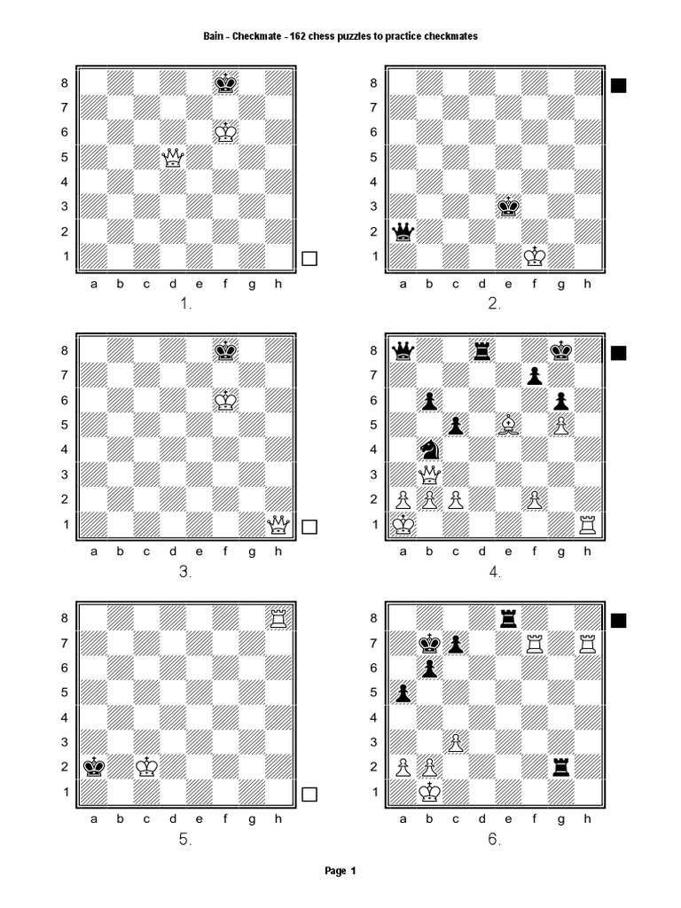 Bain - Checkmate - 162 Chess Puzzles To Practice Checkmates | PDF ...