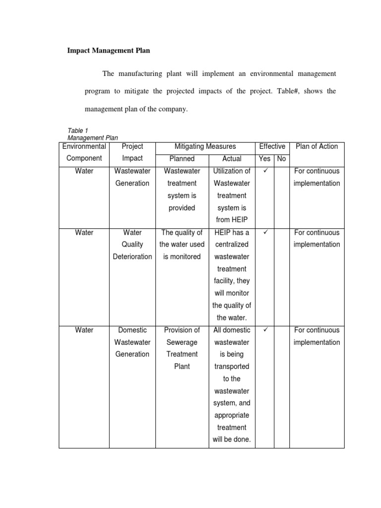 Environmental Management Plan | PDF | Wastewater | Personal Protective ...