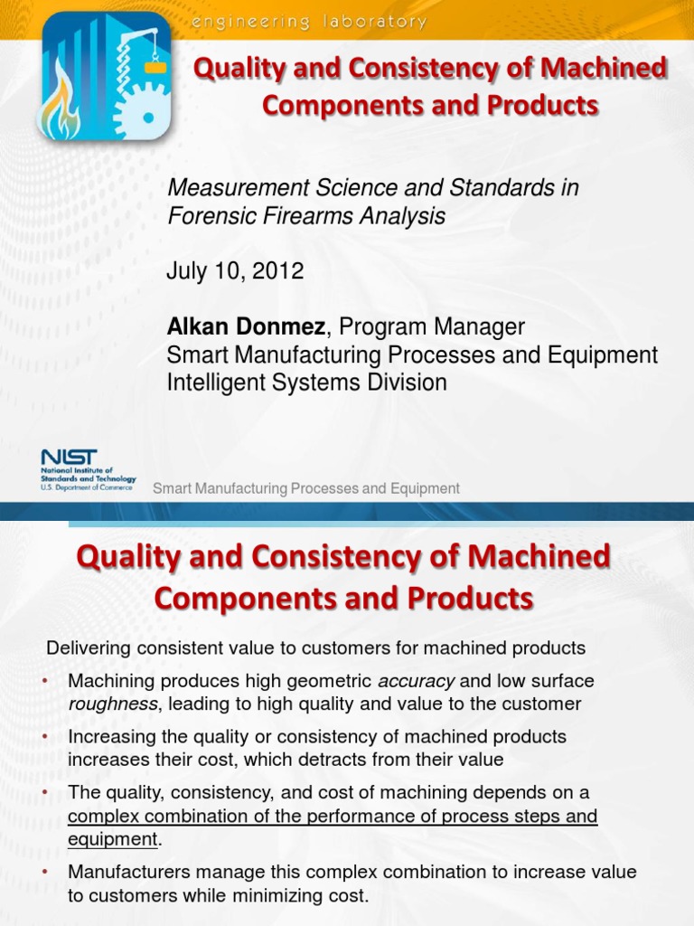 Quality and Consistency of Machined Components and Products | PDF ...