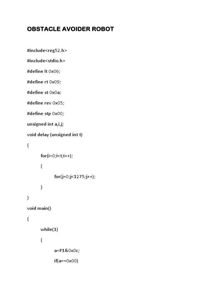 Obstacle Avoider Robot | PDF