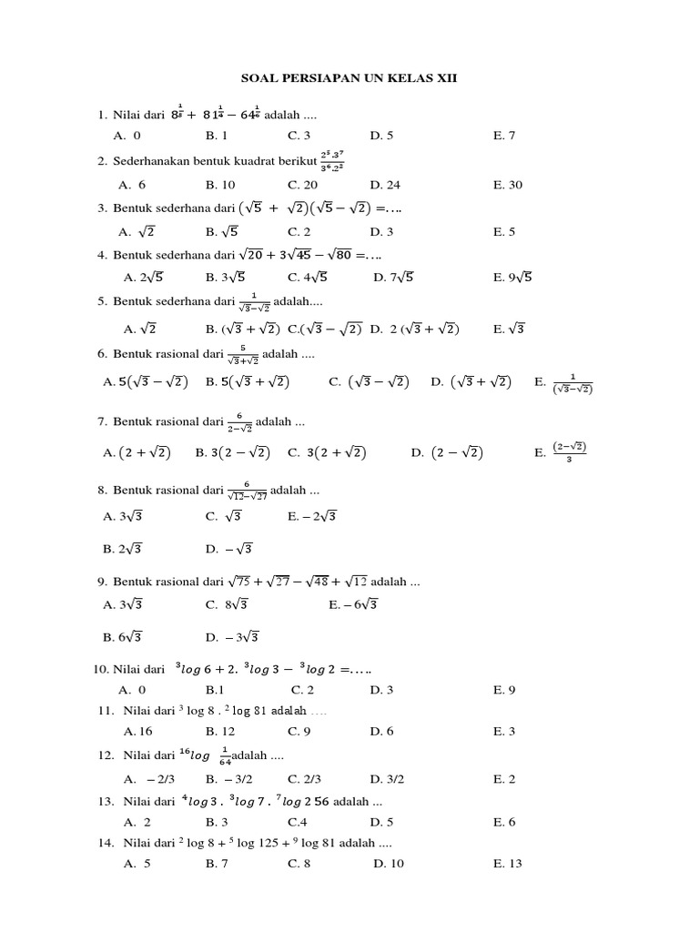 Latihan Soal Eksponen | PDF