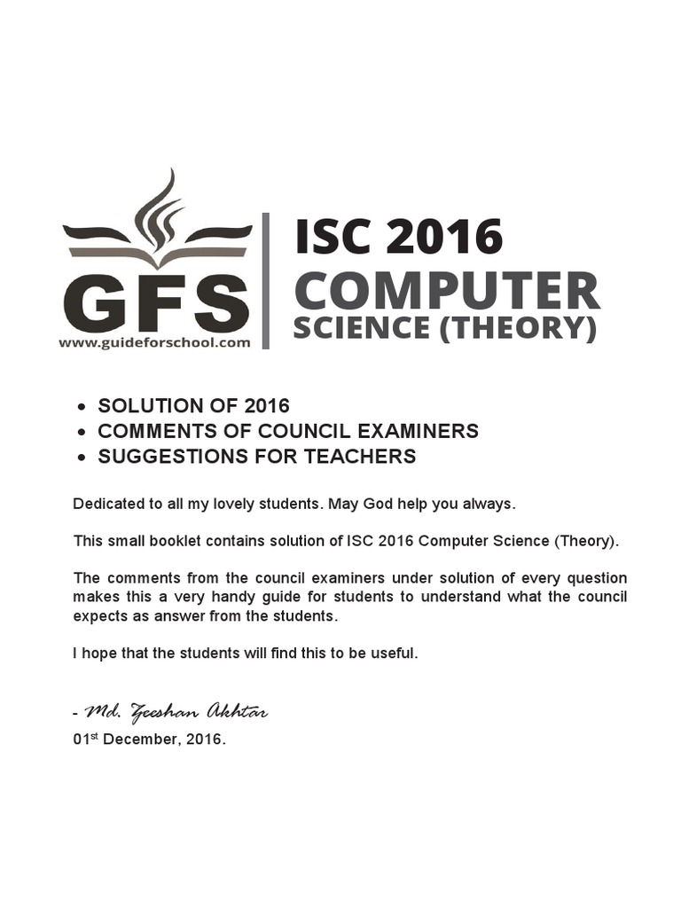 Isc 2016 Computer Science Theory Paper 1 Solved Paper Pdf Subroutine Constructor Object 