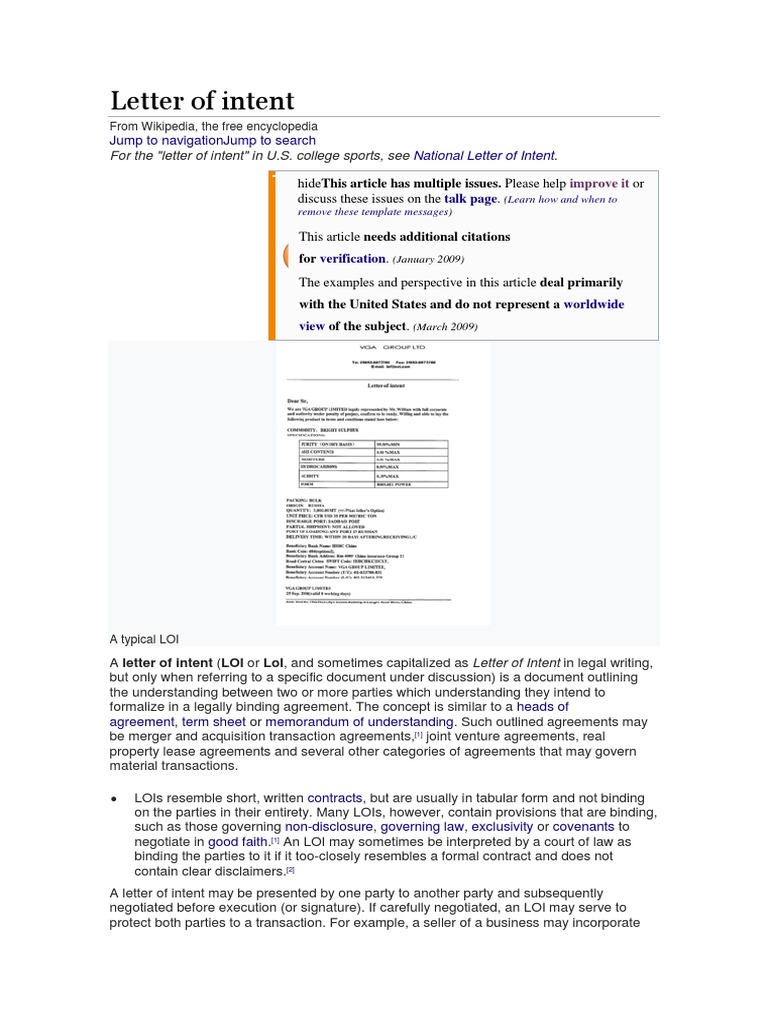 Letter of Intent | PDF | Private Law | Government