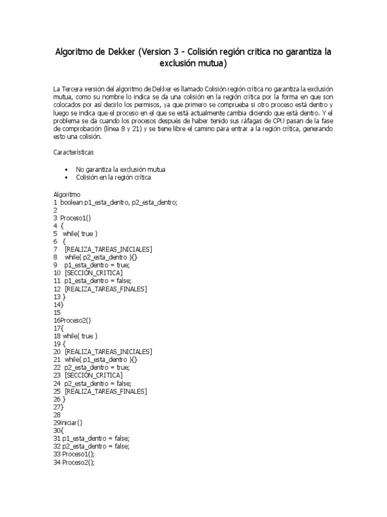 Algoritmo de Dekker Version | PDF | Informática y tecnología de la información | Science