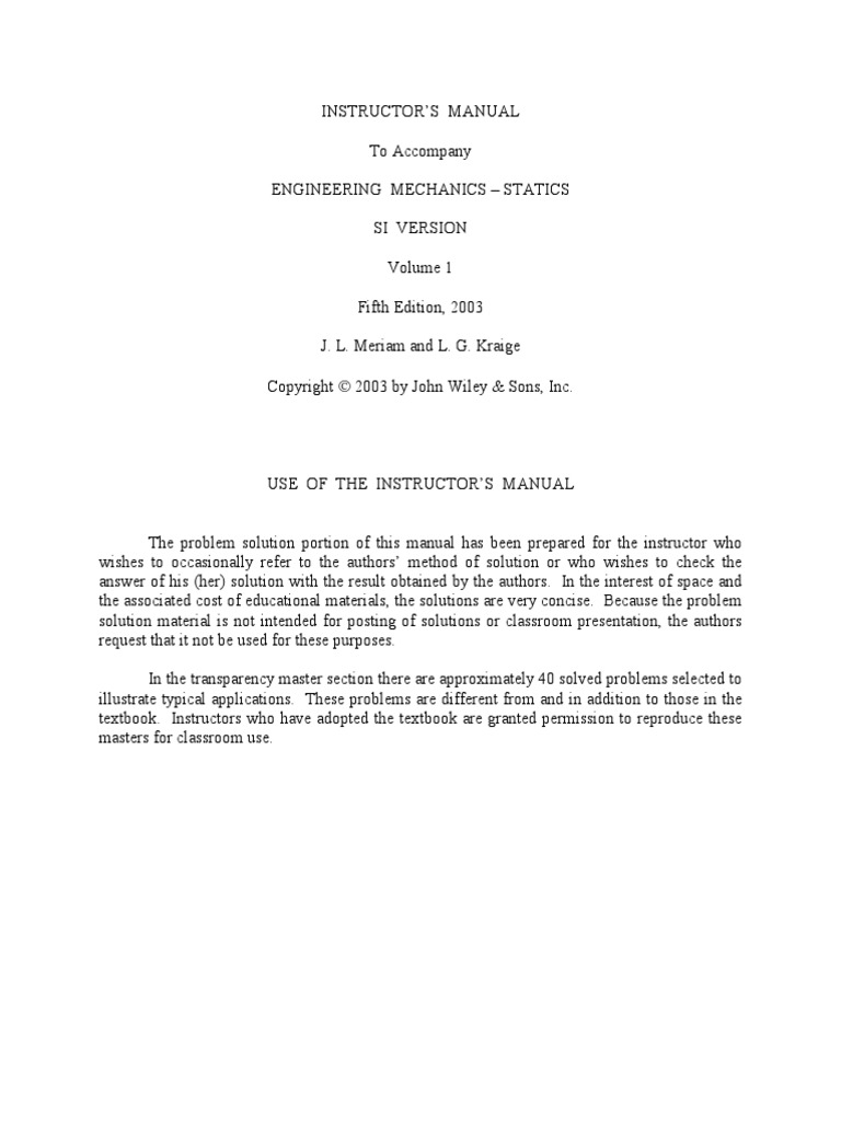 SOLUTION STATICS Meriam 5th PDF | PDF | Technology & Engineering