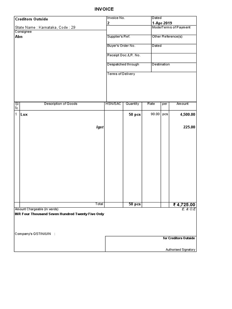 Invoice for Karnataka Consignee | PDF