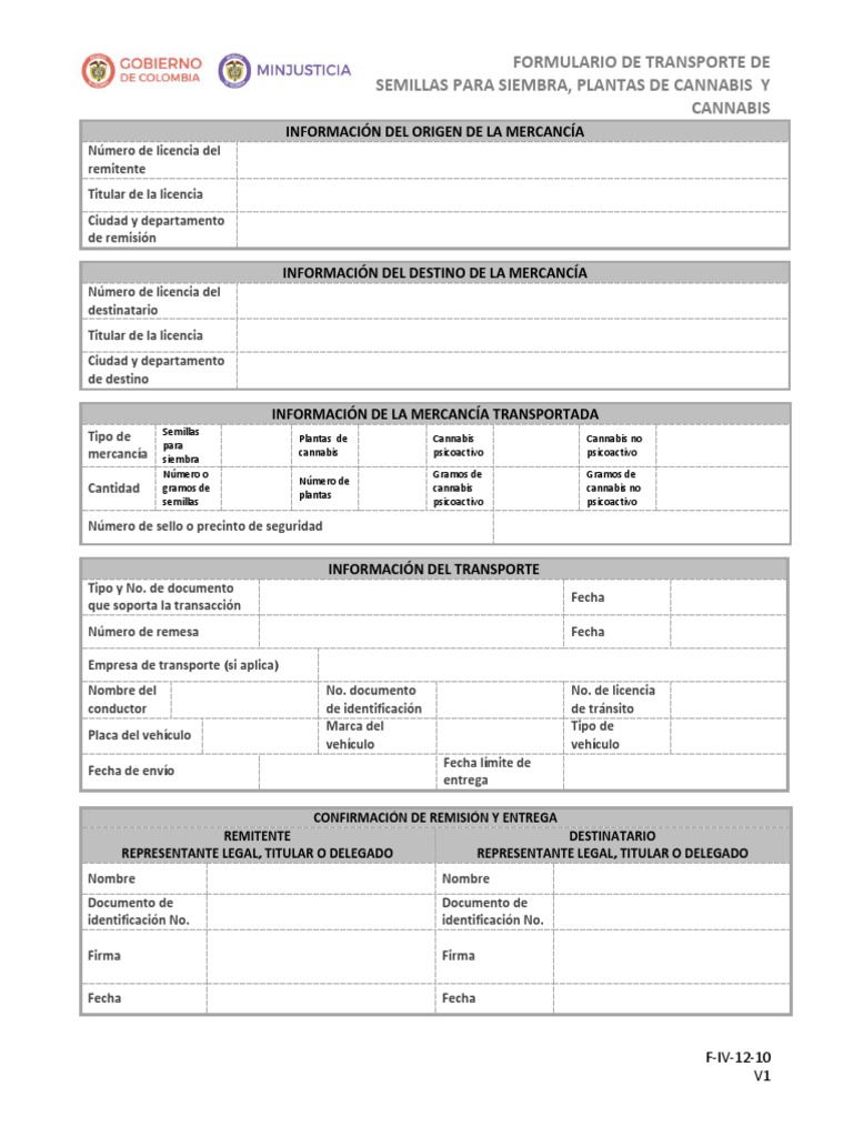 Formulario Transporte Cannabis Pdf Transporte Informática Y