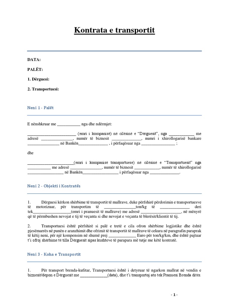 Kontrata e Transportit | PDF
