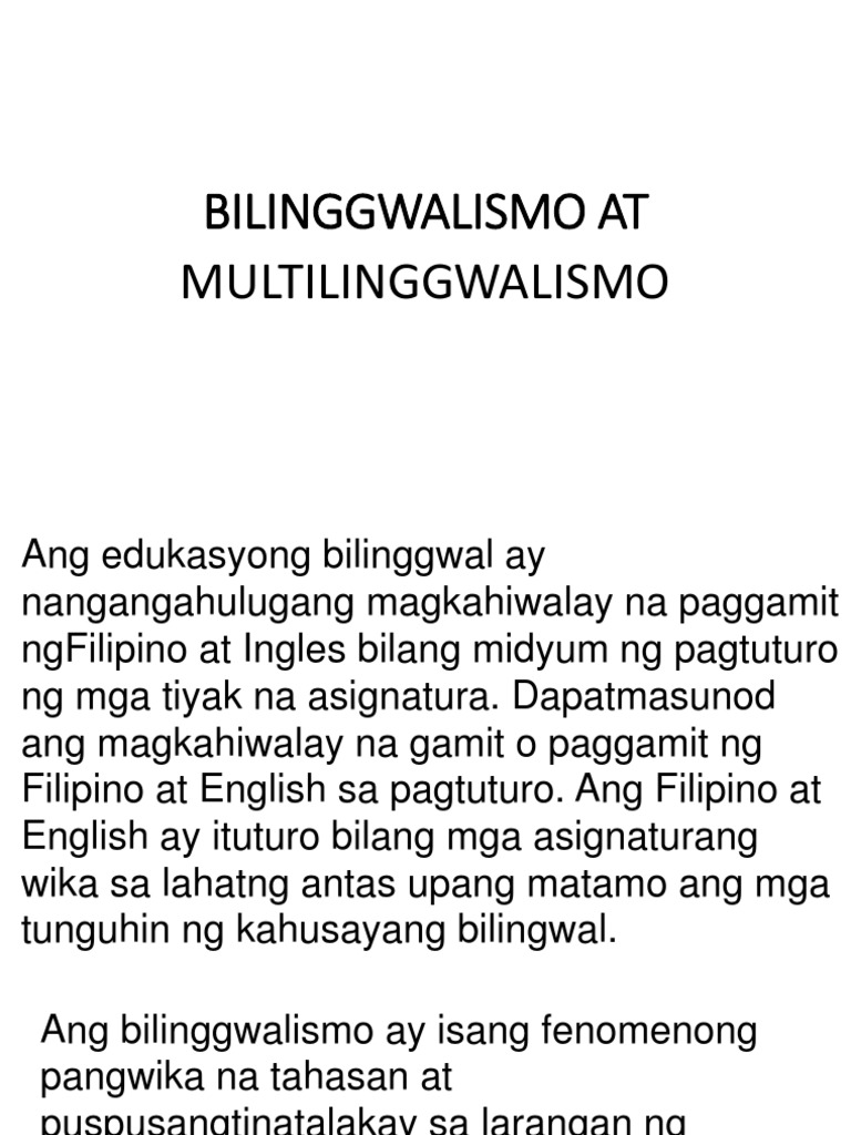 Bilinggwalismo Lesson 1 | PDF