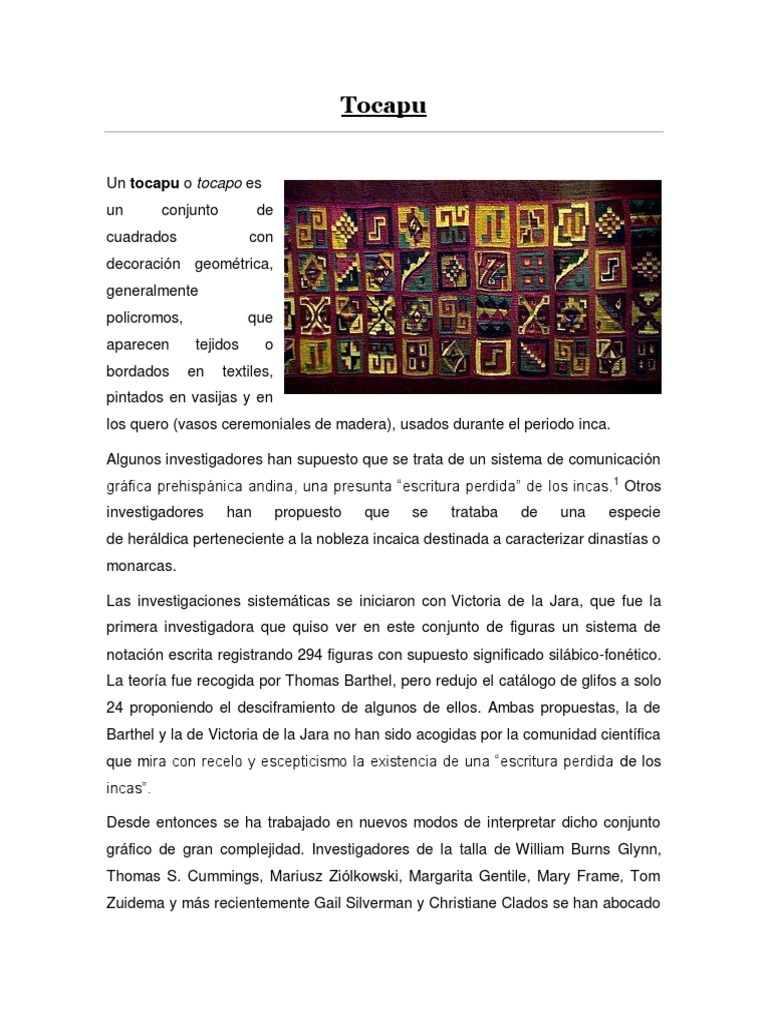 Tocapu | PDF | Imperio Inca | Escritura