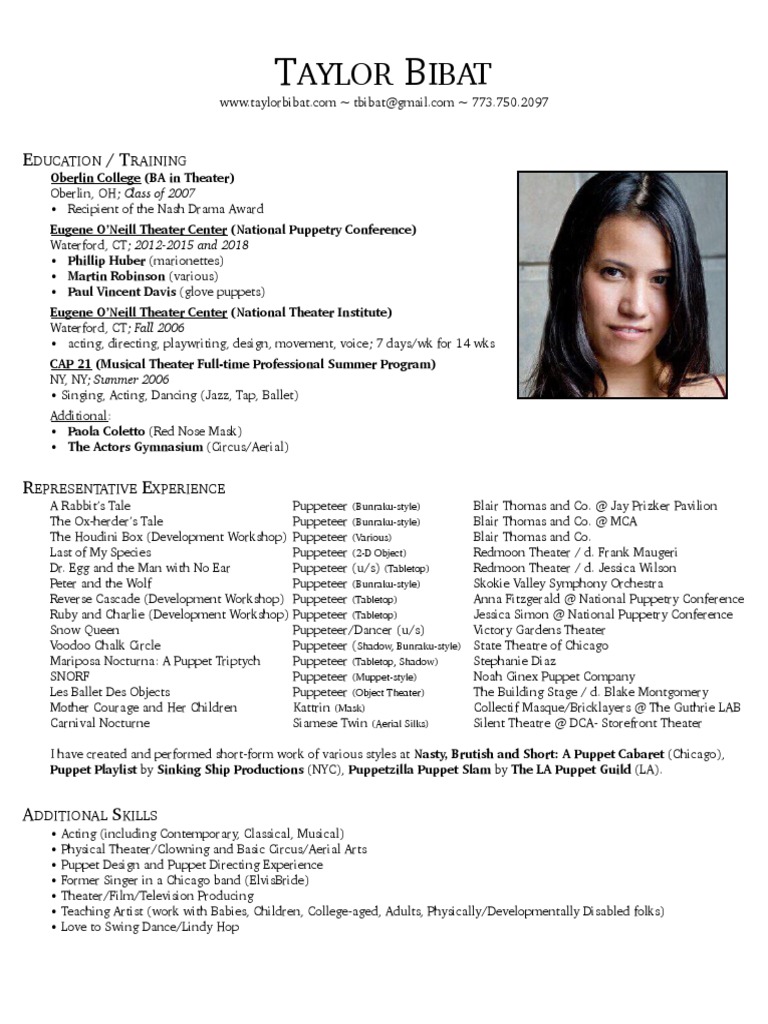 Bibat Puppetryresume 062419 | PDF | Puppetry | Theatre